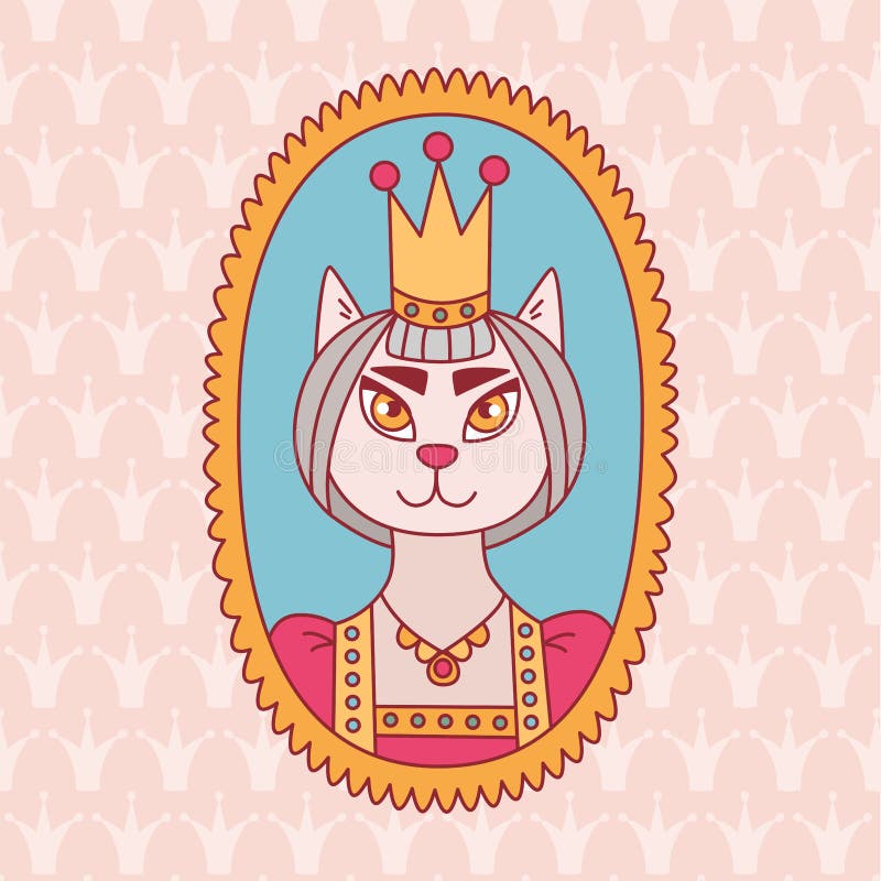 Cat Princess Doodle Vector Illustration Stock Vector - Illustration of ...