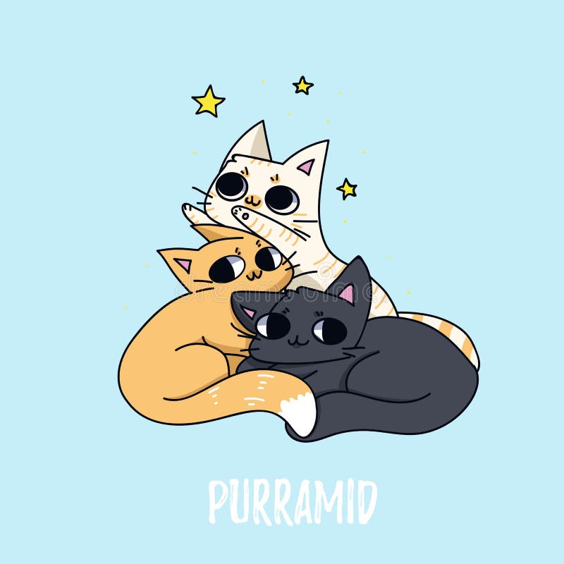 Cat Pyramid Cute Illustration with Inscription Stock Vector ...