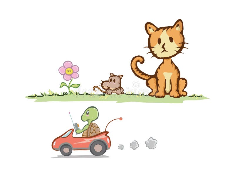 Cat and rat with turtle stock vector. Illustration of creative - 53712974