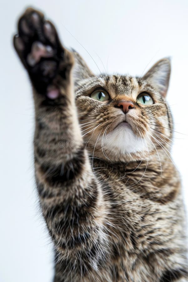A Cat is Reaching Up with Its Paw Stock Photo - Image of short, kitten ...