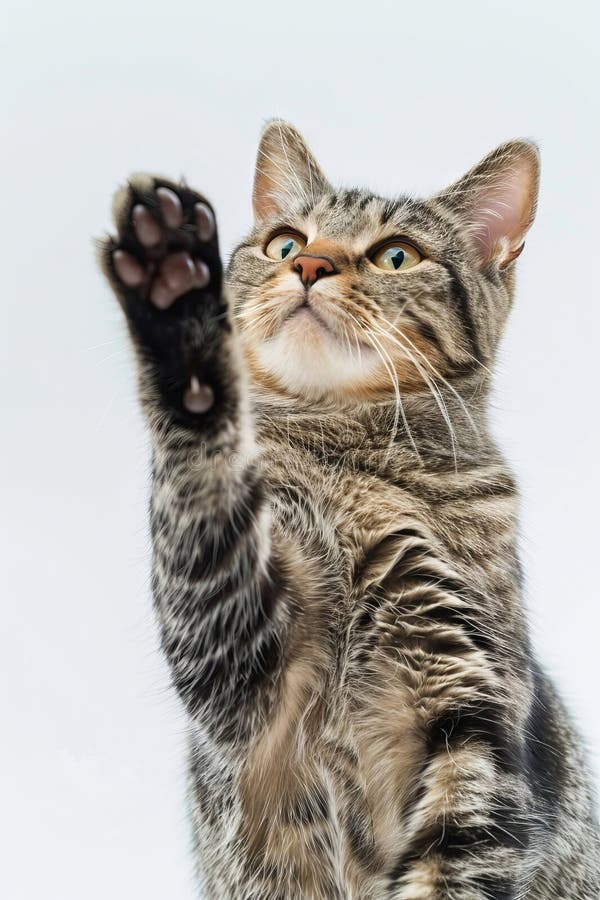 A Cat is Reaching Up with Its Paw Stock Image - Image of kitten ...