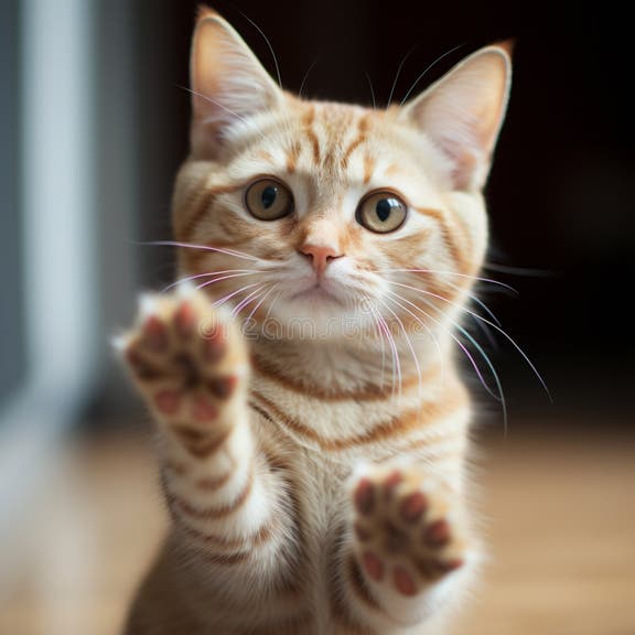 A Cat is Reaching Up To Get Something, AI Stock Illustration ...