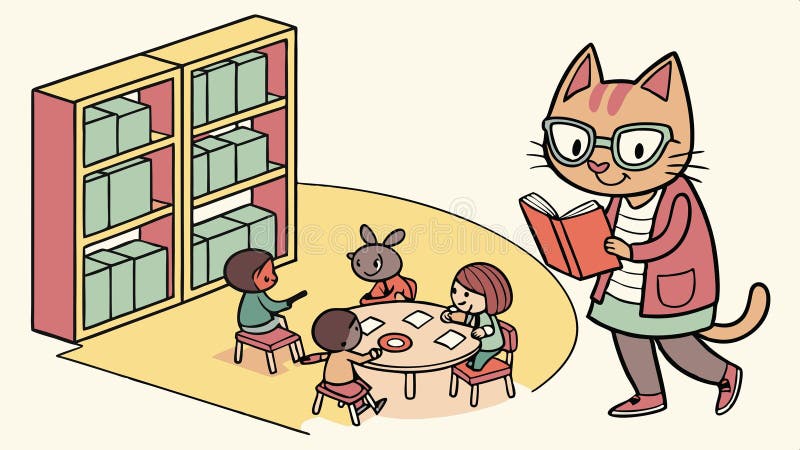 Cat Reading Book with Glasses for Focused Study and Learning Vector ...