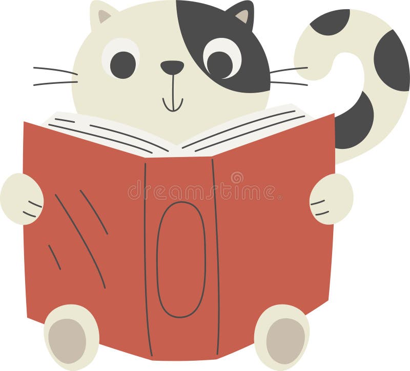 Cat Reading Book stock vector. Illustration of study - 309908381