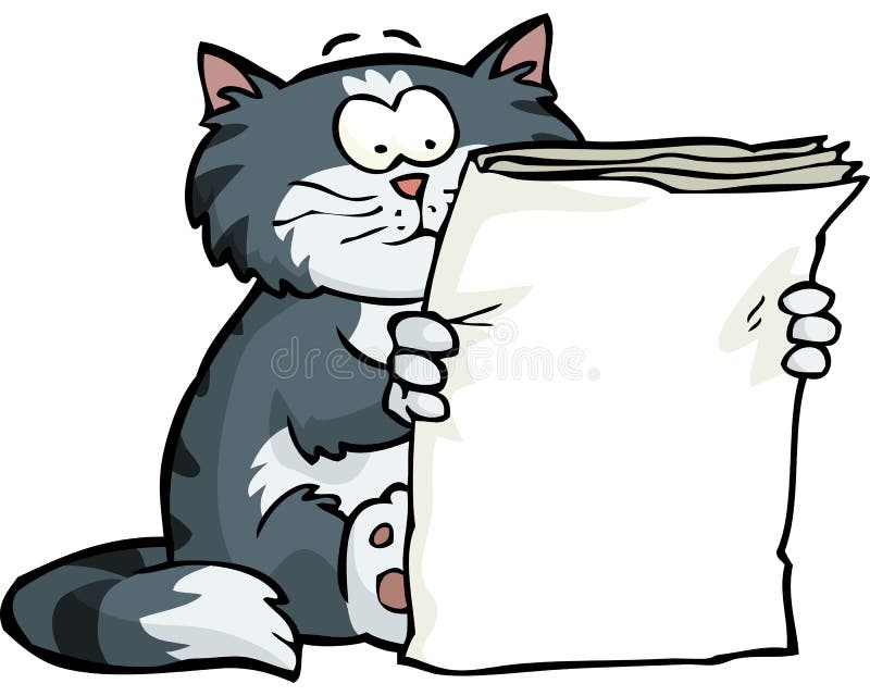 The Cat is Reading the Newspaper Stock Vector - Illustration of ...