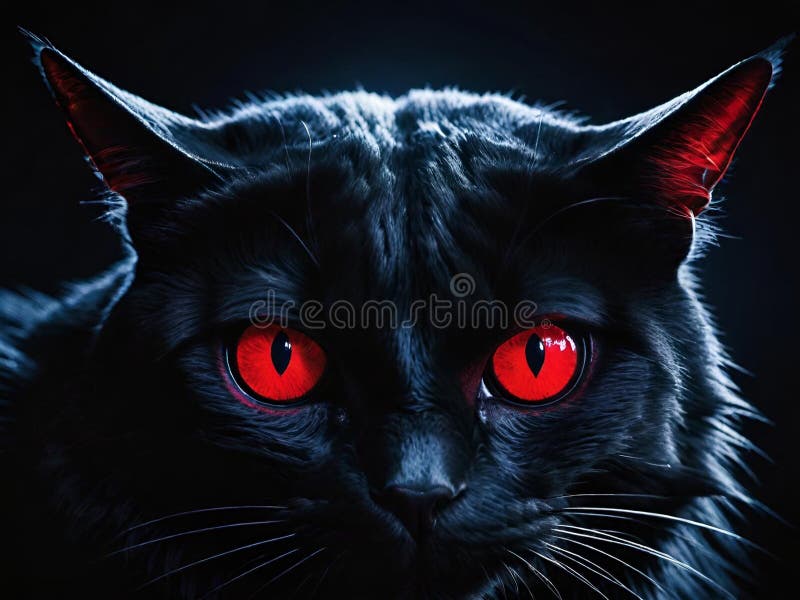 Cat with red eyes stock illustration. Illustration of wild - 350339696