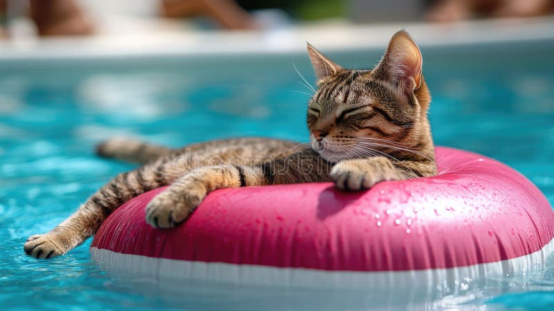 Dog on Pink Float in Swimming Pool Stock Photo - Image of float, animal ...