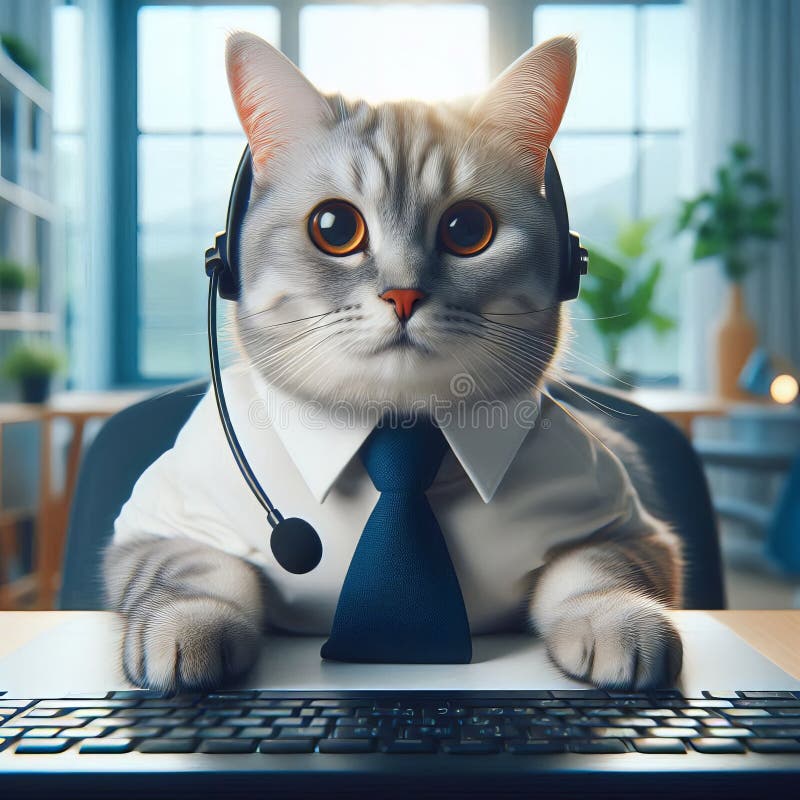 The Cat Remote Work Manager Managing Remote Work Progras, Polic Stock ...