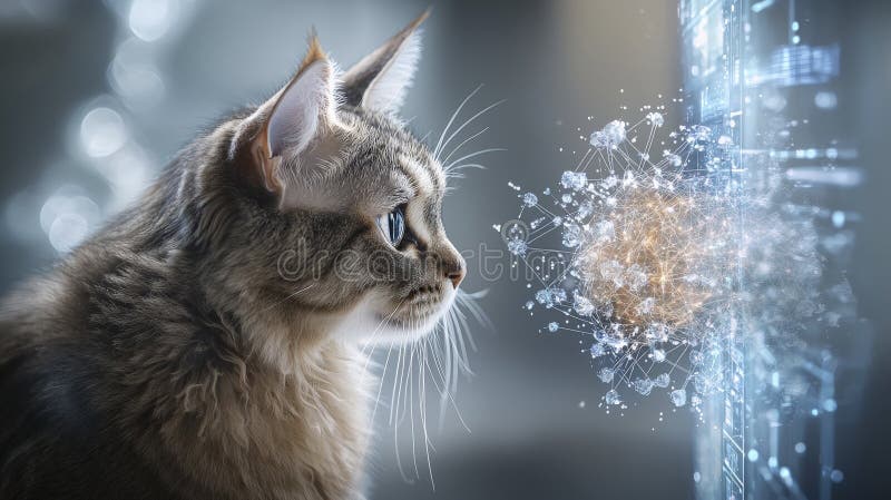 Cat Researcher Analyzing Perception Processes with Technology ...