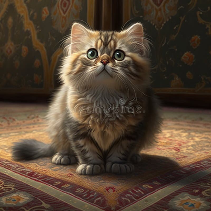 The Cat Resting on the Carpet. AI Stock Illustration - Illustration of ...