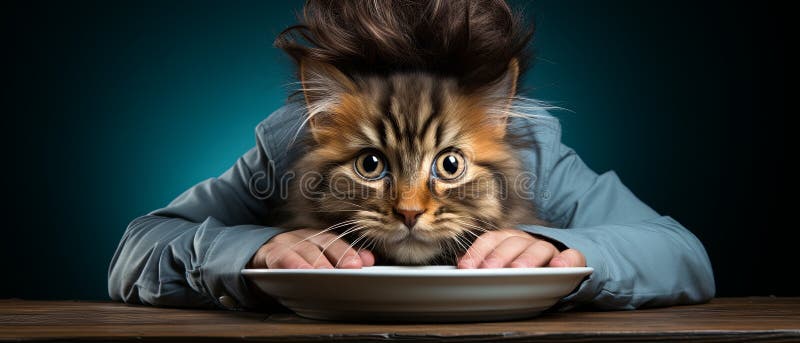 Cat Laying Down on Plate stock image. Image of indoor - 305869407