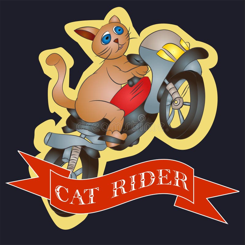 Cat Rider Club or Community Logo and Badge Vector Illustration Stock ...