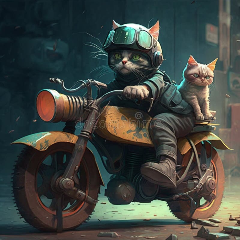 Cartoon Cat Riding Motorcycle Stock Illustrations – 164 Cartoon Cat ...
