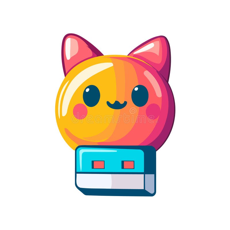 Cat Robot Flash Drive Character. Stock Vector - Illustration of ...