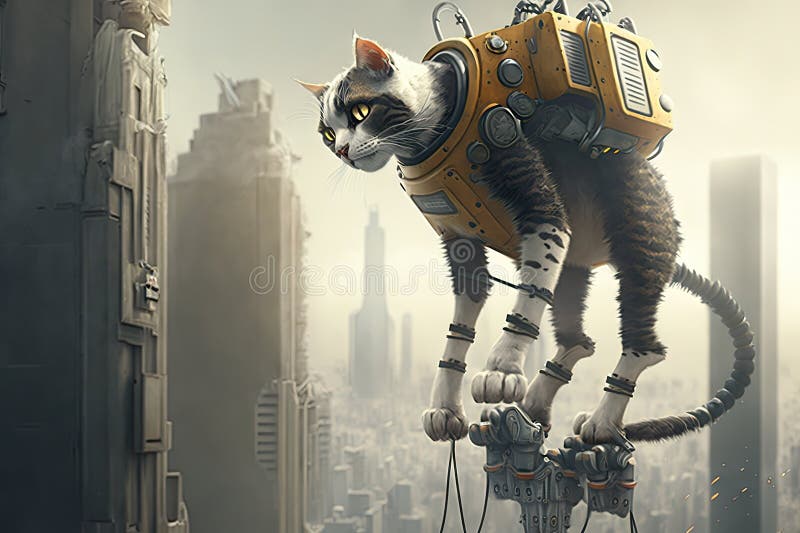 Cat, with Robotic Leg, Using Special Climbing Gear To Scale Tall ...