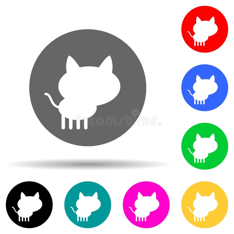 Cat In Round Multi Color Style Icon Simple Thin Line Outline Vector Of Web Icons For Ui And Ux