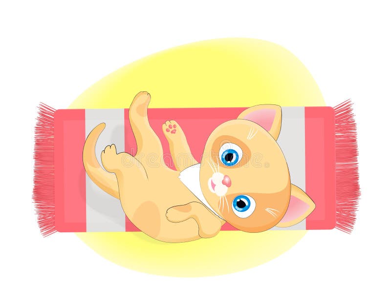 Cat on Rug Basking in Sunshine Stock Vector - Illustration of comic ...