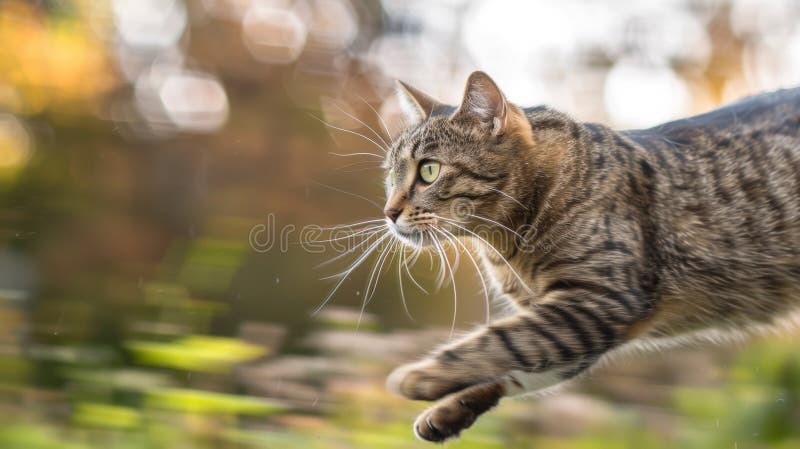 A Cat Running through the Air with Its Eyes Open, AI Stock Image ...