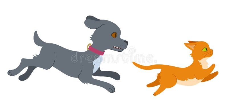 Dog chasing a cat stock vector. Illustration of puppy - 116505846