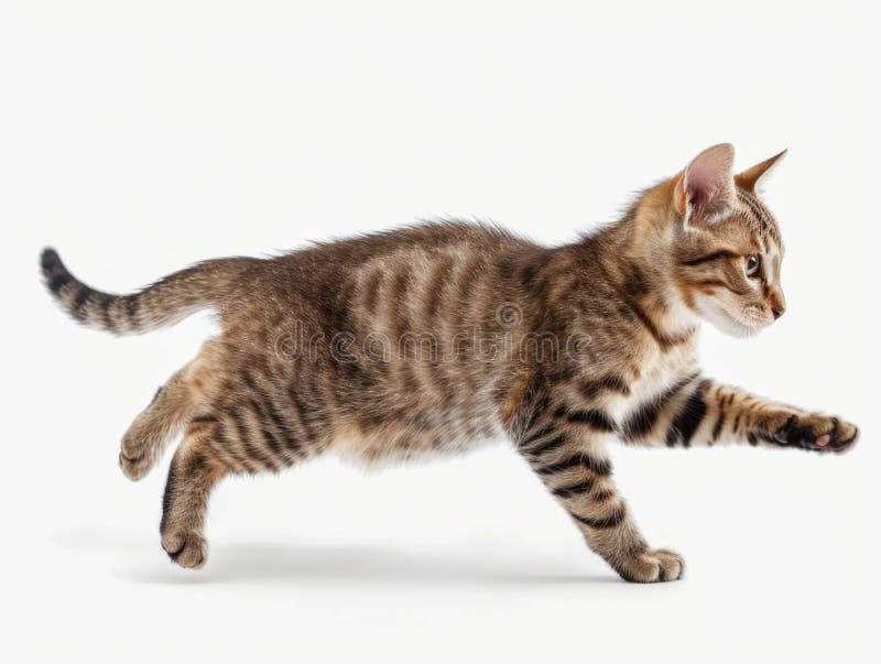 Running Cat on White Surface Stock Image - Image of feline, agility ...