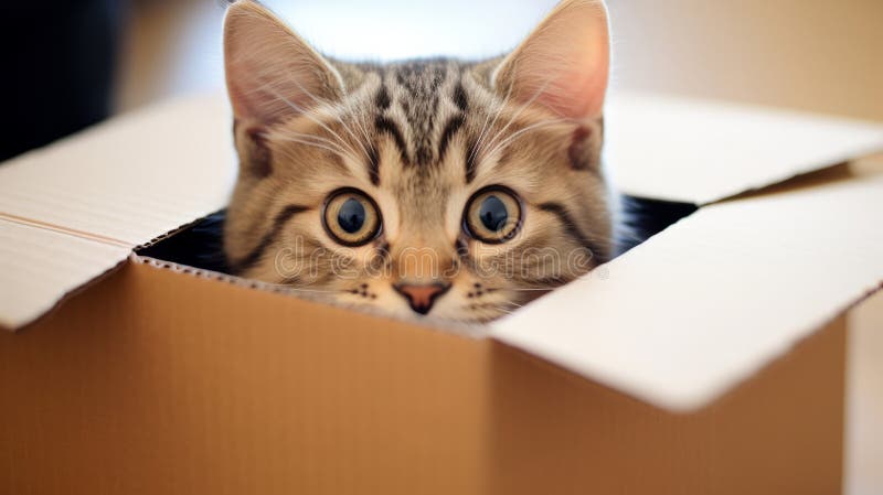Cat s Adorable Box Squeeze stock illustration. Illustration of carton ...