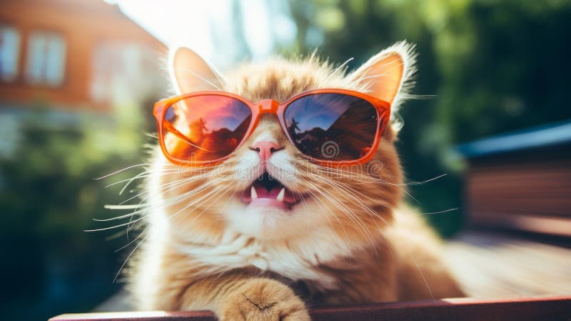 Cat S Hilarious Oversized Glasses Stock Illustration - Illustration of ...