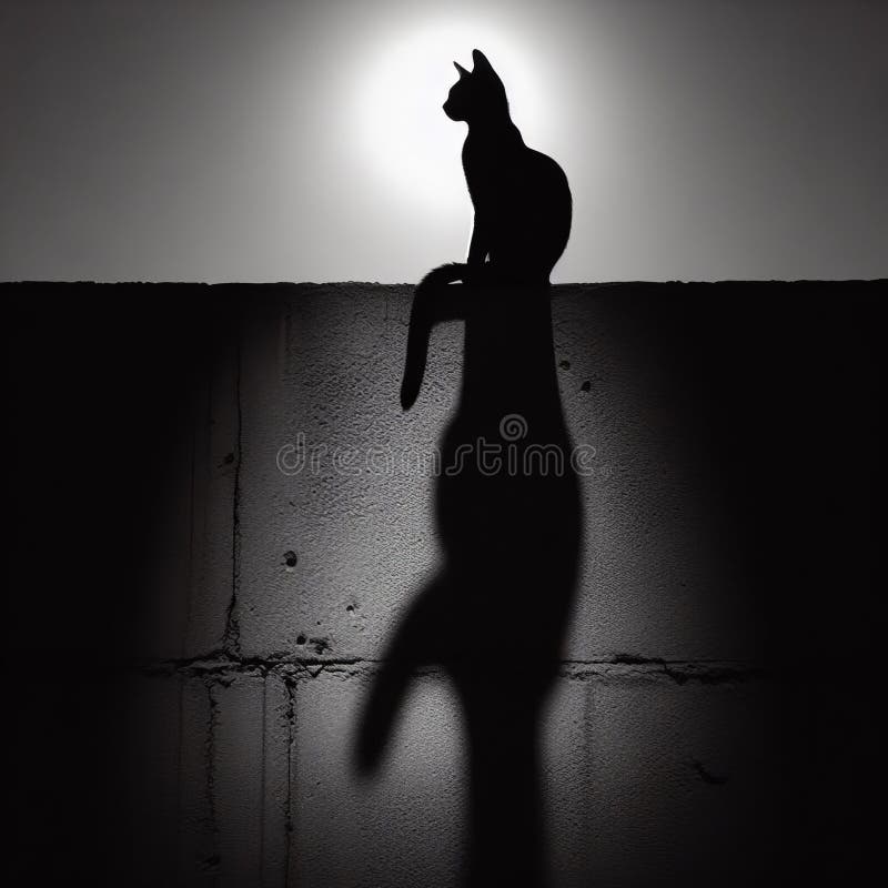 Cat S Silhouette Against the Moonlight Stock Photo - Image of night ...