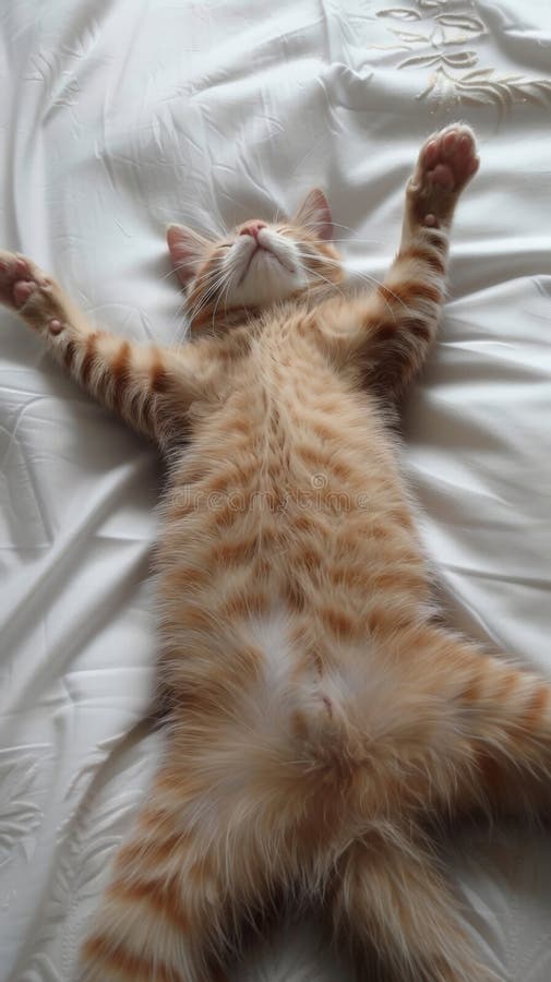 Cat S Weird Sleeping Position on Comfy Sofa Stock Illustration ...