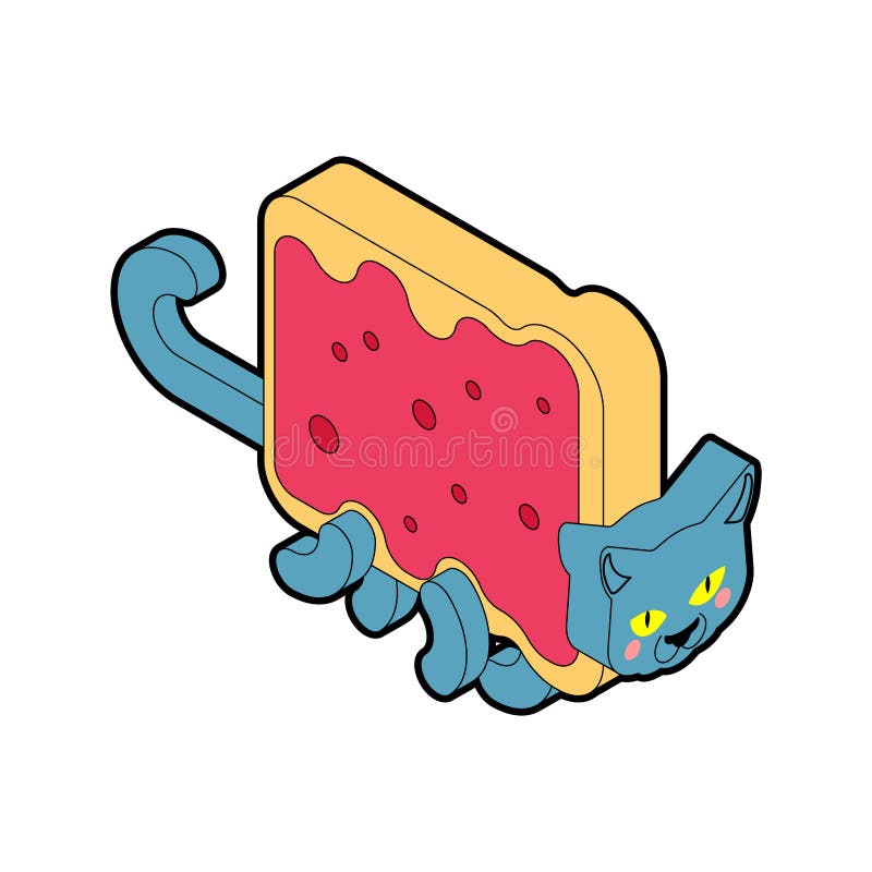 Cat Sandwich with Jam Isolated. Edible Pet Vector Illustration Stock ...