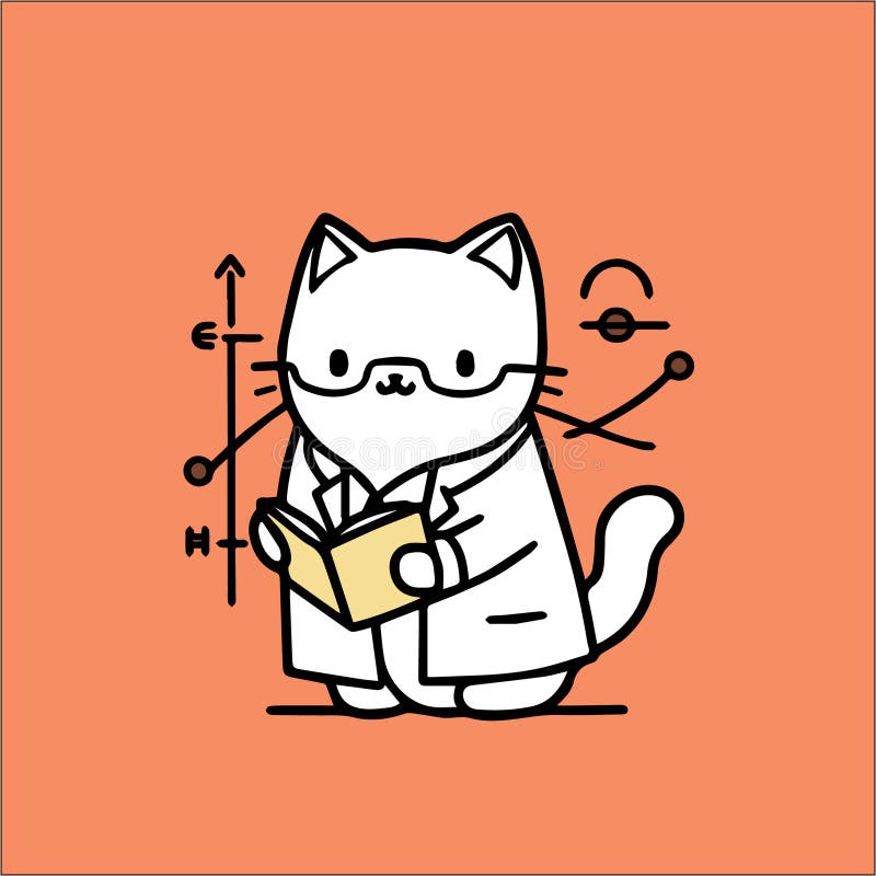 Cat Scientist with a Book in His Hands Stock Vector - Illustration of ...