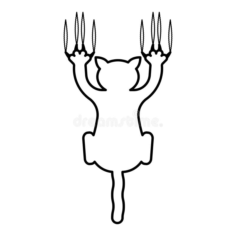 Cat Scratching with Claw Marks Harm Contour Outline Line Icon Black ...