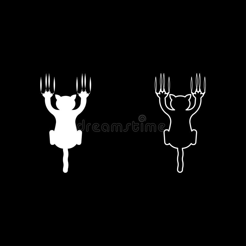 Cat Scratching with Claw Marks Harm Set Icon White Color Vector ...