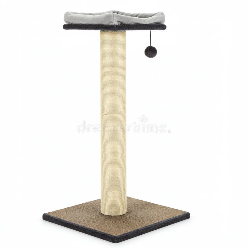 Cat Scratching Post Featuring a Beige Rope-wrapped Column for Claw ...