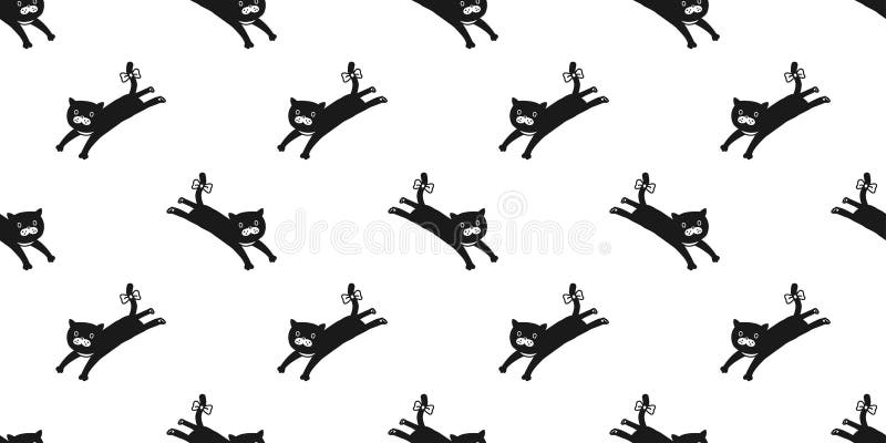 Cat Seamless Pattern Kitten Jump Isolated Wallpaper Background Stock ...