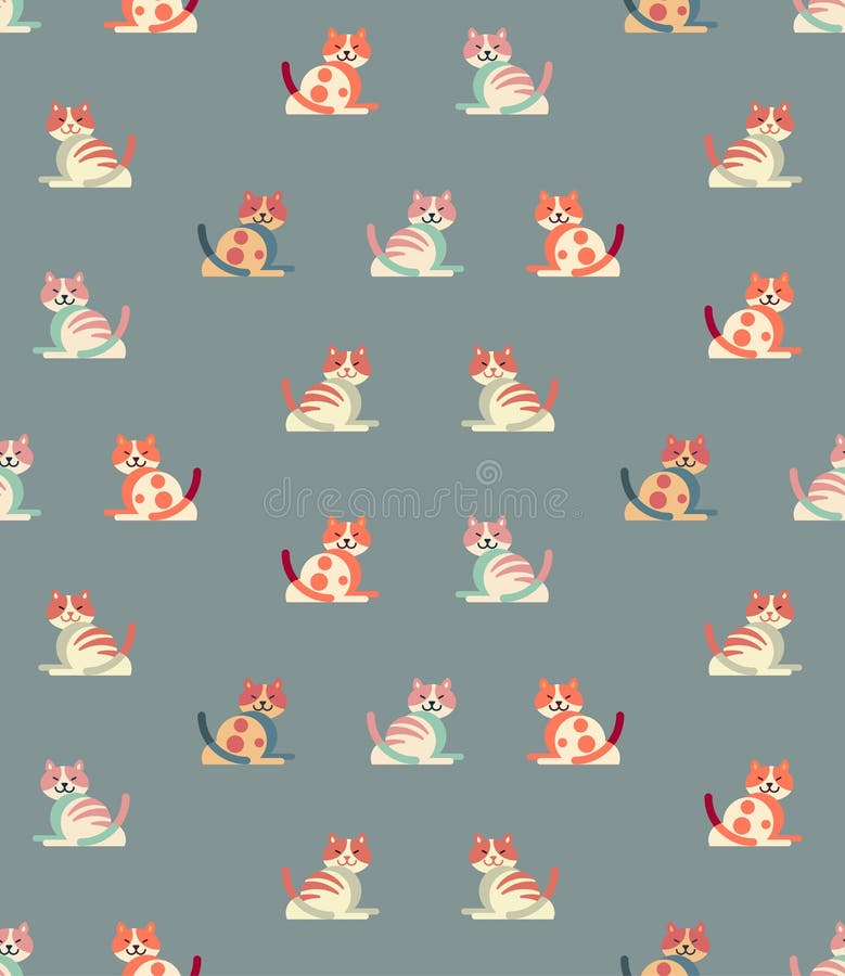 Cat Seamless Pattern Vector Illustration Stock Vector - Illustration of ...