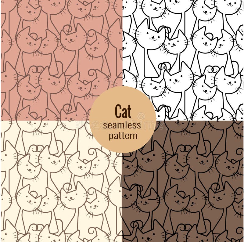 Cat seamless patterns set stock vector. Illustration of fashion - 65887451