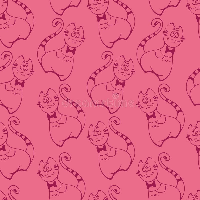 Cat seamless pink pattern stock vector. Illustration of animal - 23977693