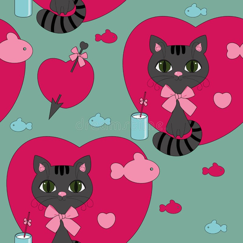 Cat seamless wallpaper stock vector. Illustration of sitting - 30869049