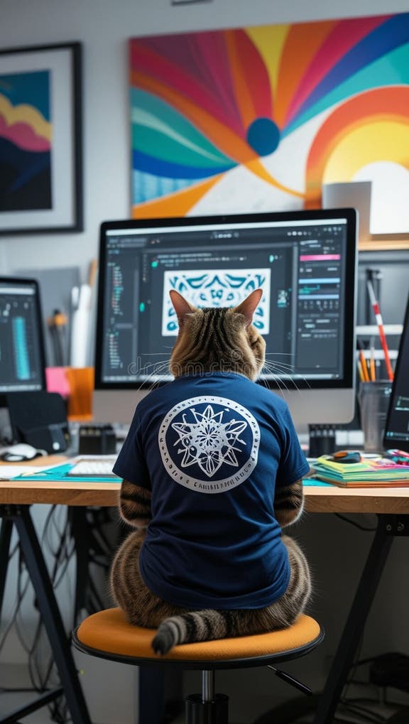 AI-Created Artistic Cat Designer: a Feline Logo Artist in a Futuristic ...