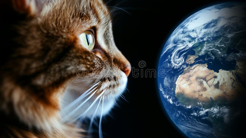 Cat see the earth stock image. Image of authority, outdoors - 356408853