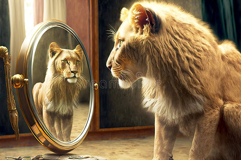 Cat Seeing Himself in Mirror As Wild Lion Stock Image - Image of wild ... Cat Seeing Himself in Mirror As Wild Lion Stock Image - Image of wild ...