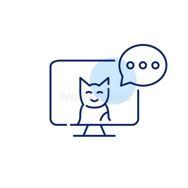 Cat Sending a Message on-line. Pixel Perfect, Editable Stroke Line Icon ...