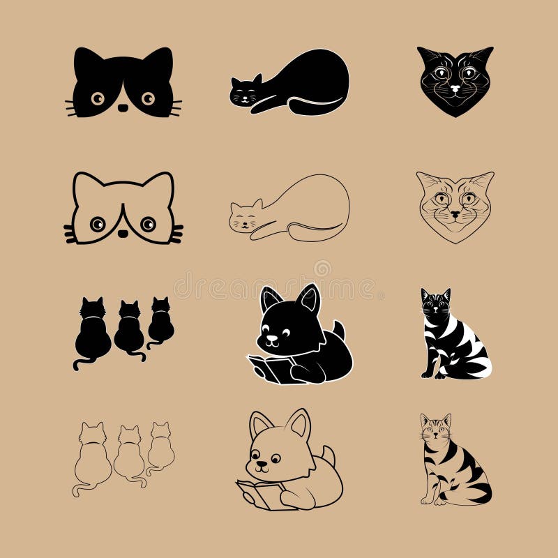 Purrfectly Sleek and Stylish Cat Vector Set Stock Vector - Illustration ...