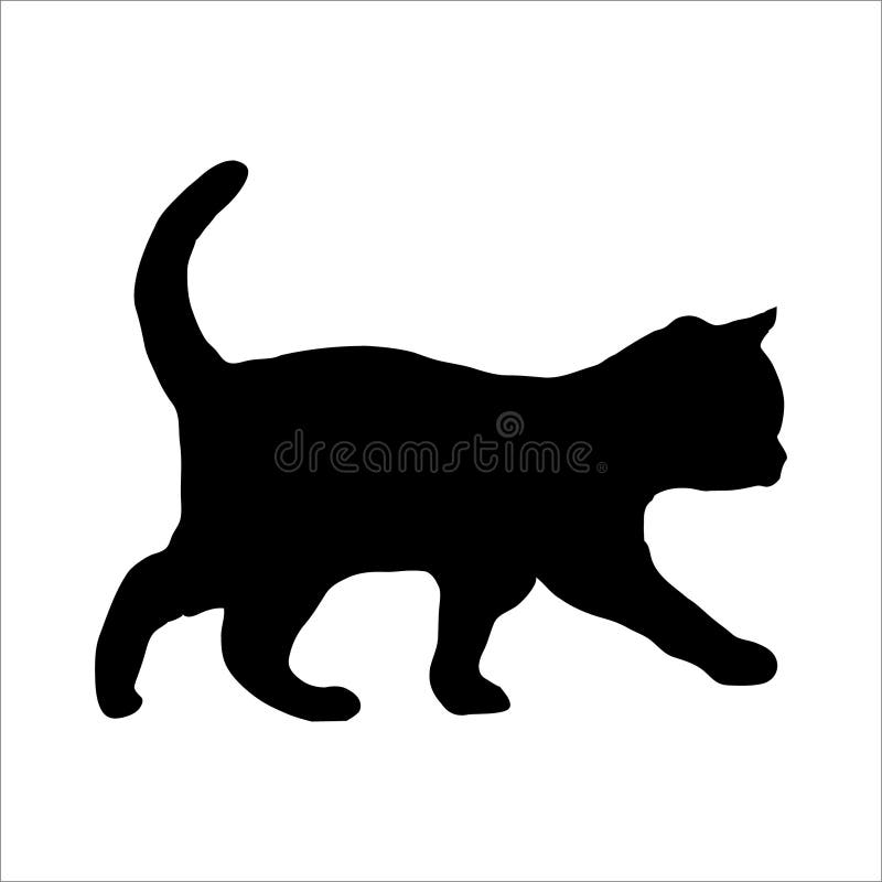 Cat Shadow with White Background Isolated Stock Vector - Illustration ...
