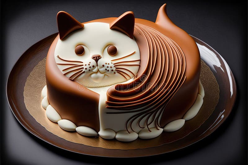 Cat Shape Cake Illustration Generative Ai Stock Illustration ...