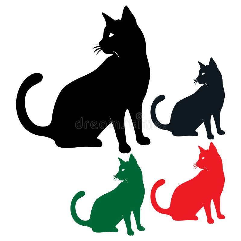 Cat Shape Icon with Various Color Pattern Stock Vector - Illustration ...