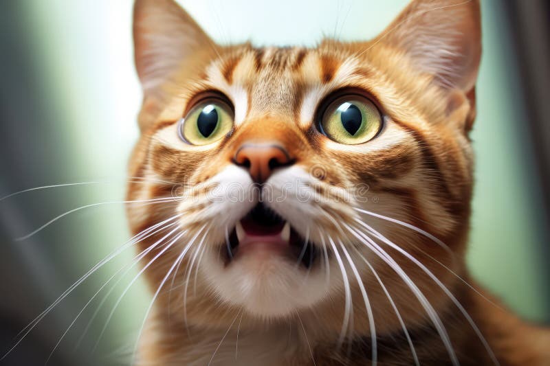 Cat in shock stock illustration. Illustration of generative - 289773172