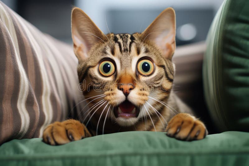 Cat in shock stock illustration. Illustration of adorable - 289773356