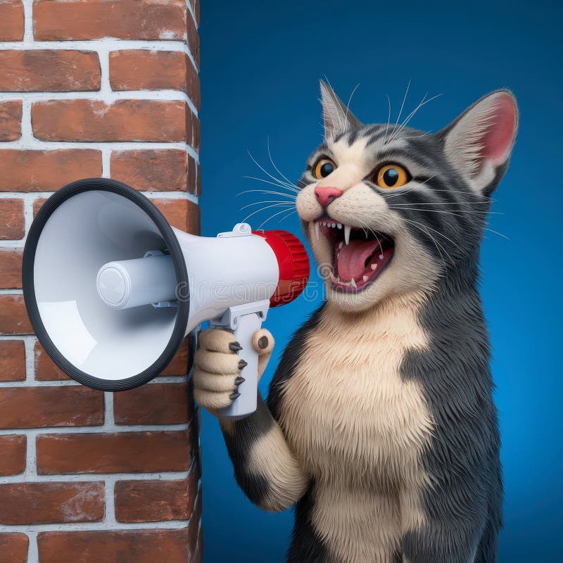 Cat is Shouting through a Megaphone. Stock Illustration - Illustration ...