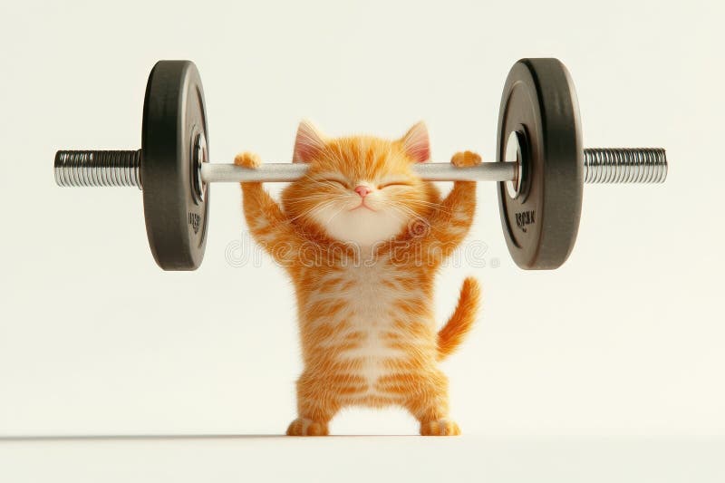 A Cat is Shown Lifting a Barbell with a Transparent Background Stock ...